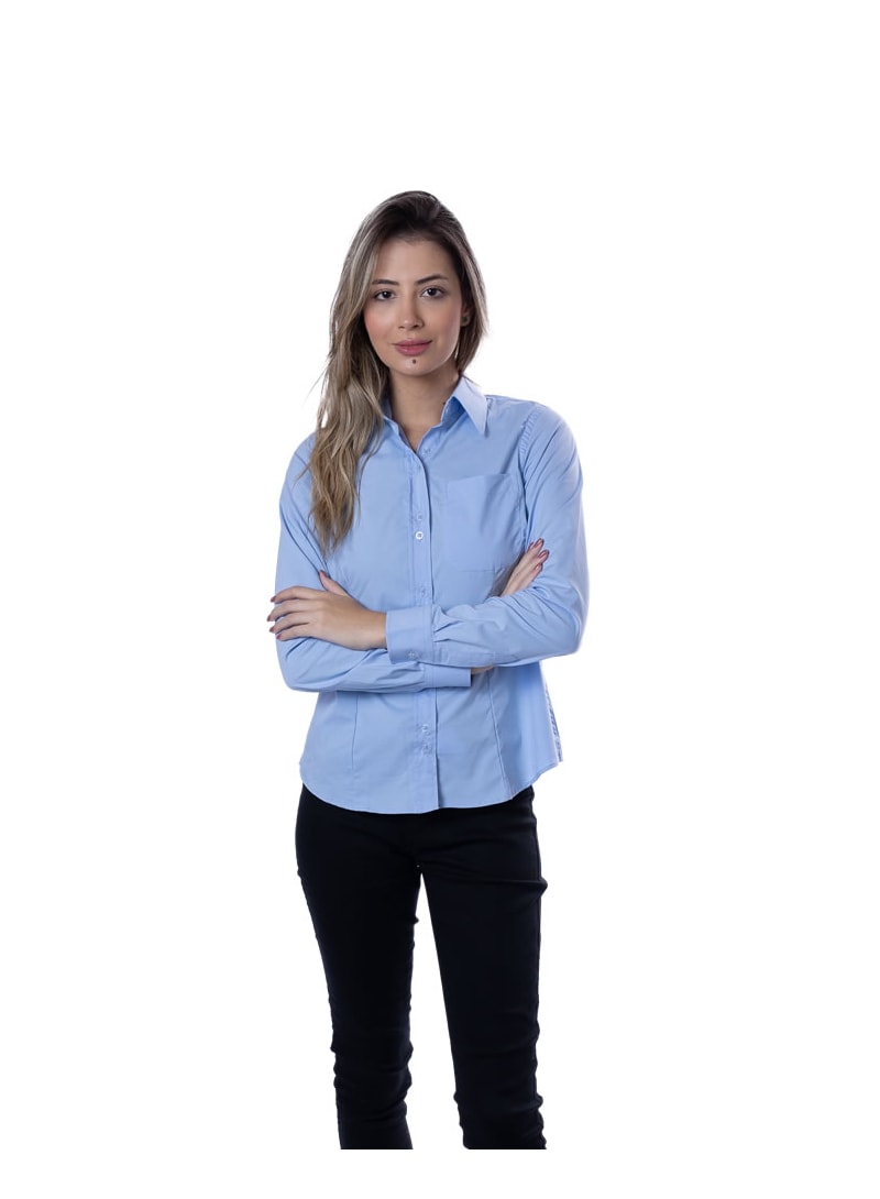 Camisete Unioffice Manga Longa Azul - Camisas Sociais - Fardas Express ...